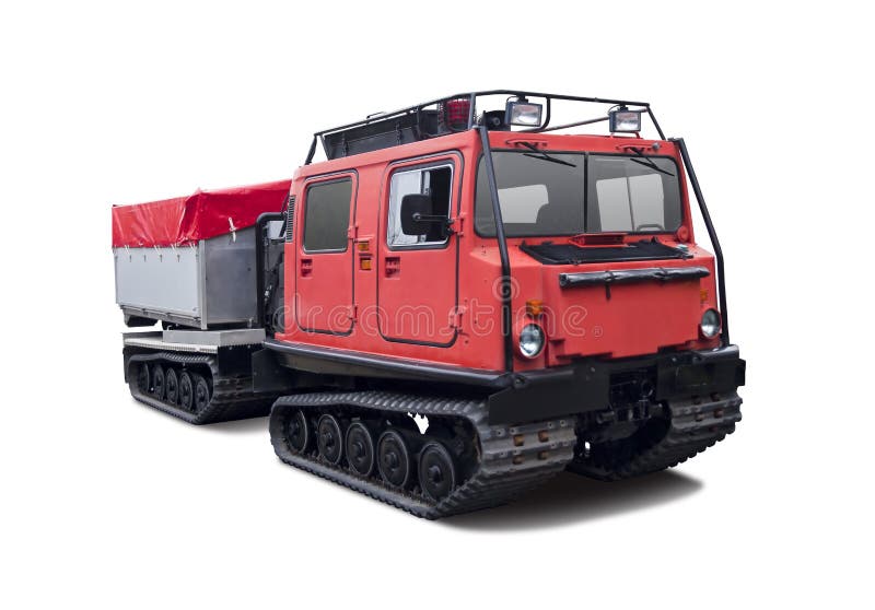 Red Snow Rescue Vehicle Isolated on White Stock Photo - Image of rescue ...