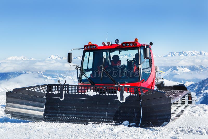 Red snowcat stock image. Image of rock, snowplow, blue - 29457067