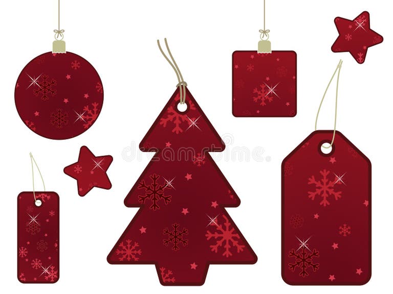 Red snowflake gift tags stock vector. Illustration of gift - 11210760