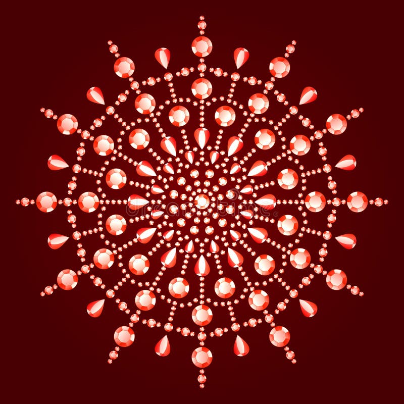 Red Snowflake Made of Precious Stones Stock Illustration - Illustration ...