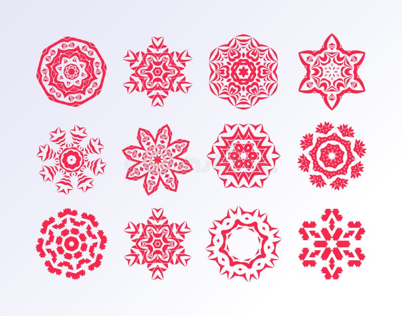 Red Snowflakes on White Background Stock Vector - Illustration of sign ...
