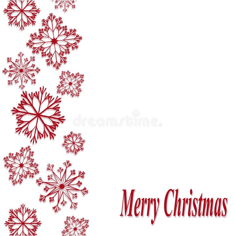 Red Snowflakes on White Background and Merry Christmas Stock Vector ...