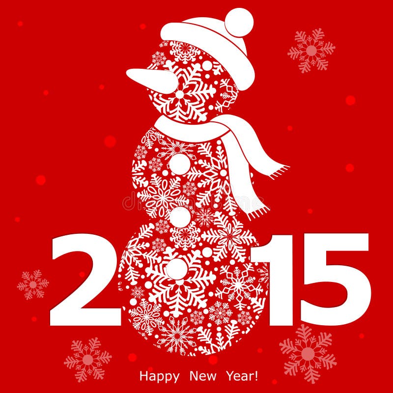 Red snowman new year. stock vector. Illustration of shine - 47983520