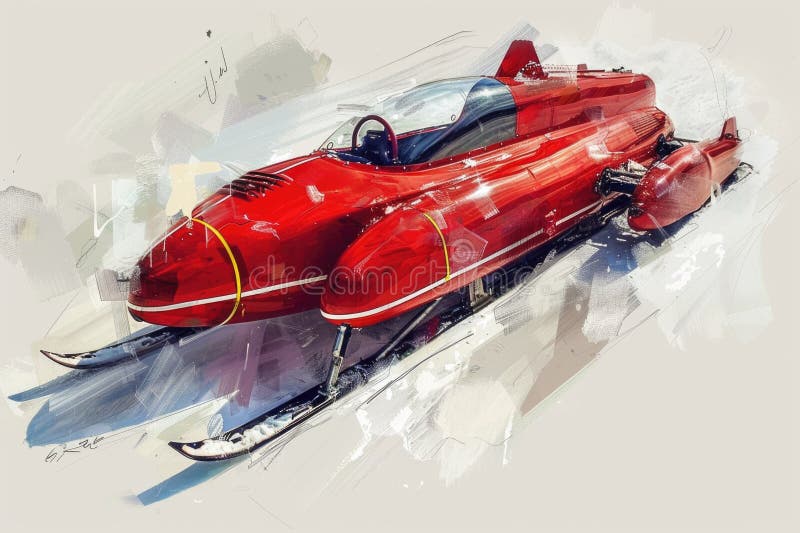 A Red Snowmobile with Skis on, Ready for Winter Adventure Stock Photo ...