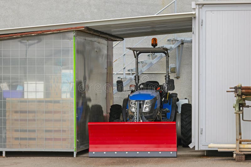 Red Snowplow Tractor Garage Stock Image - Image of winter, serbia ...