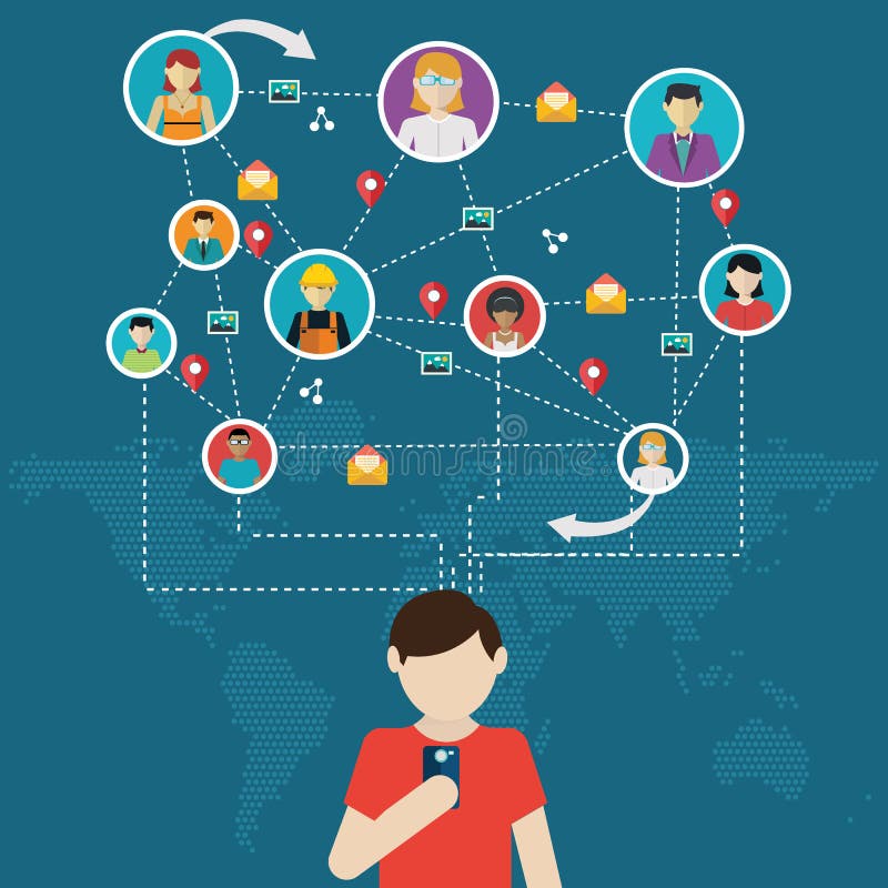 Red Social Gente Que Conecta Por Todo El Mundo Ilustración Del Vector