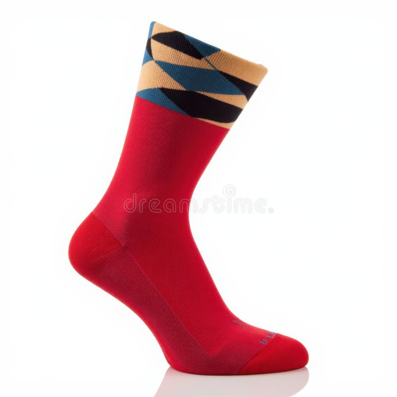 Red Sock with Geometric Pattern, a Modern Twist on Classic Style Stock ...