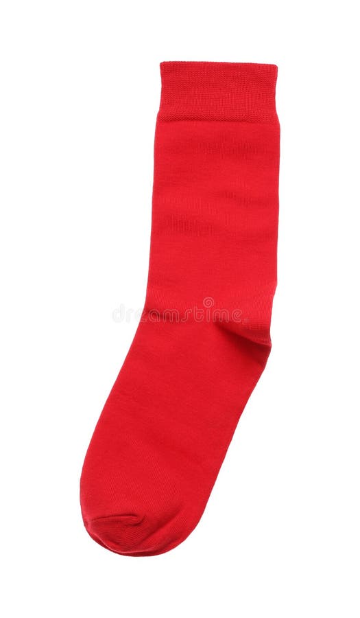 Red Sock Isolated on White, Top View Stock Photo - Image of accessory ...