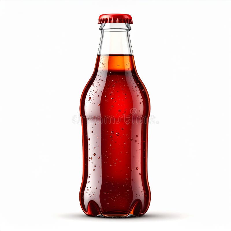 Red Soda in Glass Bottle on White Background Stock Illustration ...