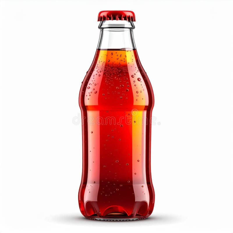 Red Soda in Glass Bottle on White Background Stock Illustration ...