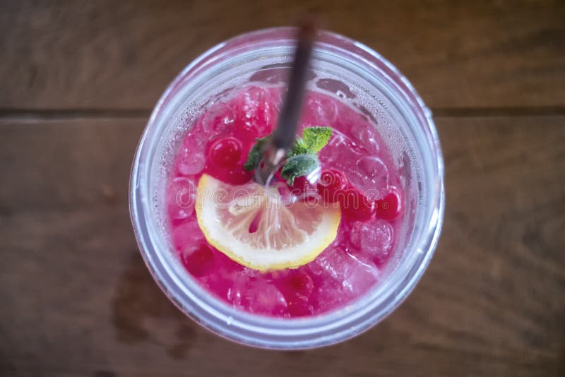 Red Soda Lemon Juice stock photo. Image of fruit, healthy - 147253102