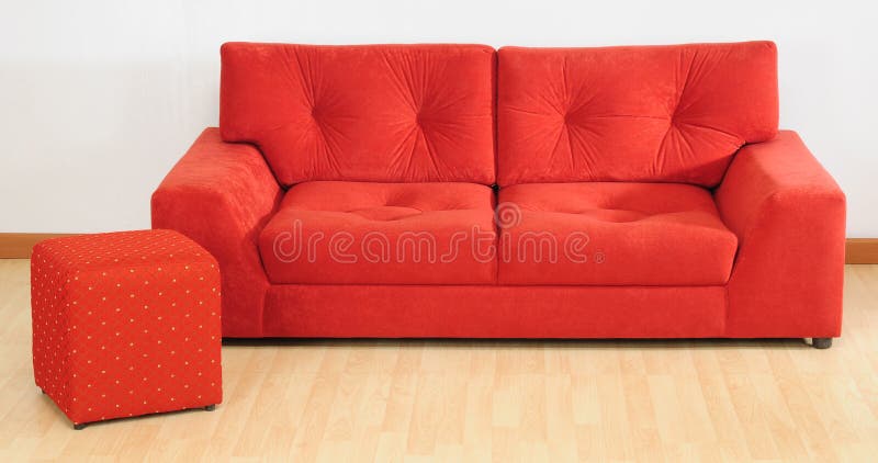 Red sofa. stock photo. Image of furniture, hardwood, sofa - 13890942