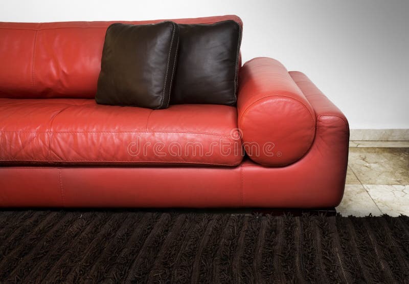 Red sofa stock photo. Image of lifestyle, leather, comfortable - 8220400