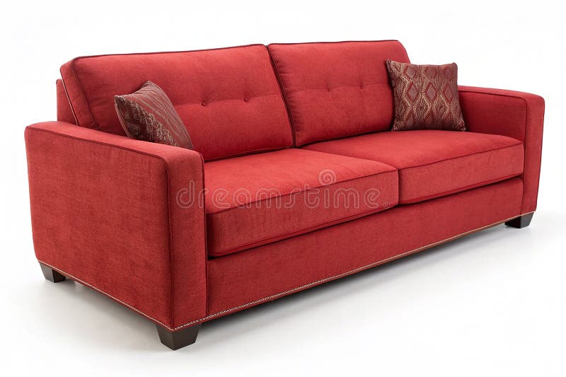 Red Sofa. Red Cloth Sofa on White Background Stock Illustration ...