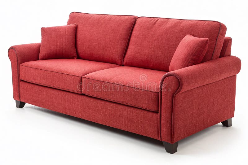 Red Sofa. Red Cloth Sofa on White Background Stock Illustration ...