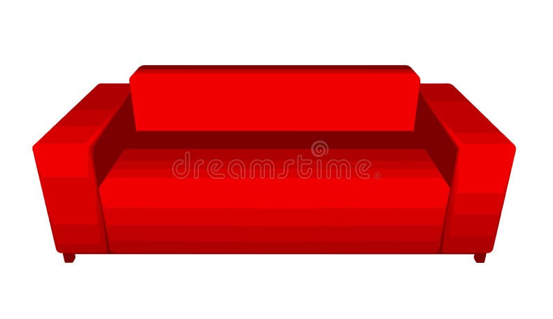 Red sofa couch, vector stock vector. Illustration of armchair - 176021868