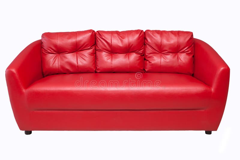 Comfy Red Couch Sofa Isolated with Path Stock Photo - Image of path ...
