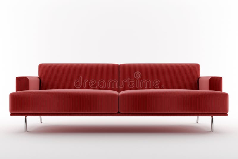 Comfortable Sofa on White Background. Isolated Red Couch Lounge in ...