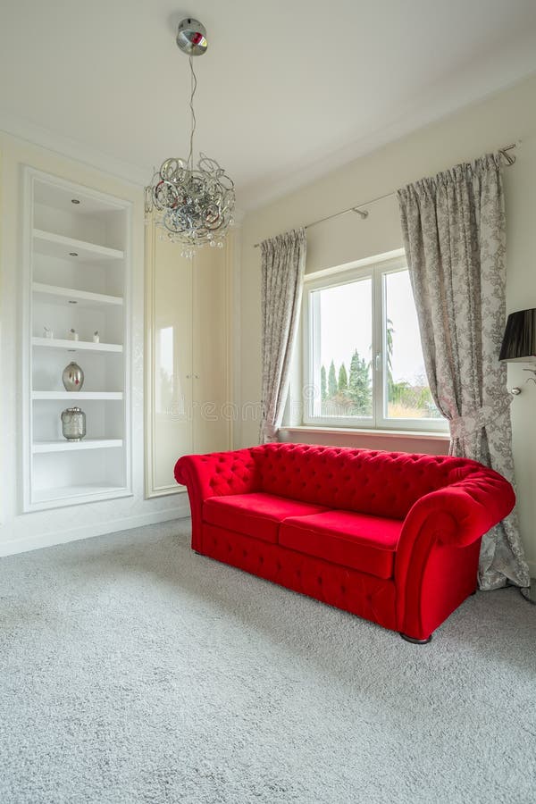 Red sofa lounge stock image. Image of date, interior - 88187119