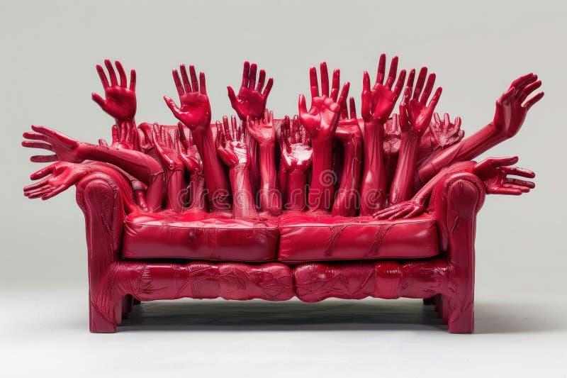 A Red Sofa Made of Human Arms Stock Illustration - Illustration of ...