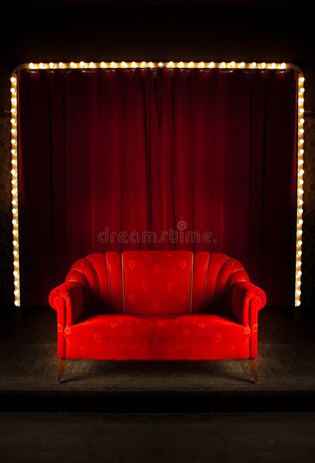Red sofa on the stage stock image. Image of interior - 17621643