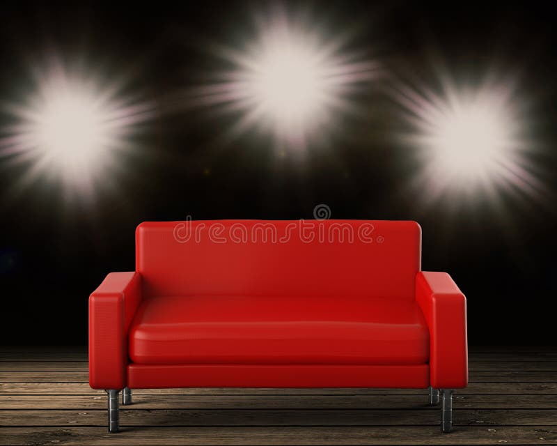 Red sofa on stage stock illustration. Illustration of show - 81271008