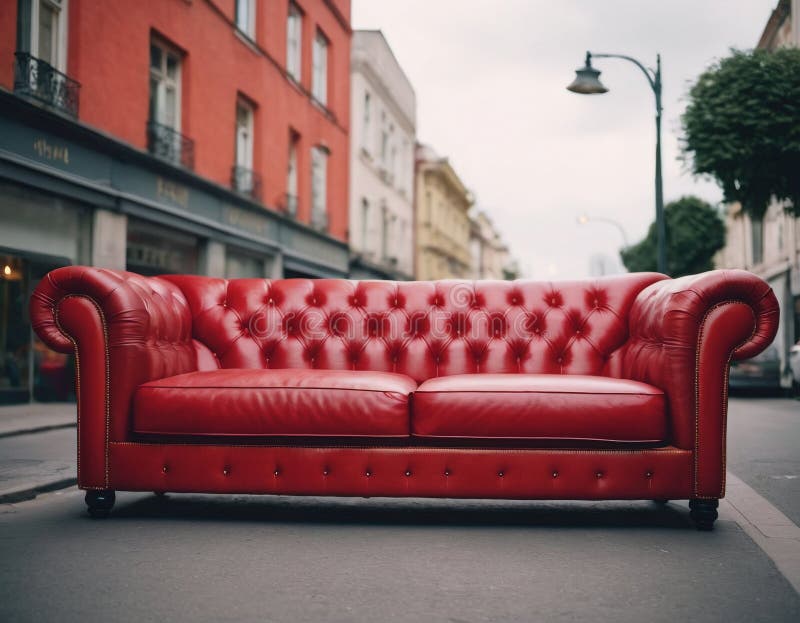 Red Sofa in the Street of the Old Town Stock Illustration ...