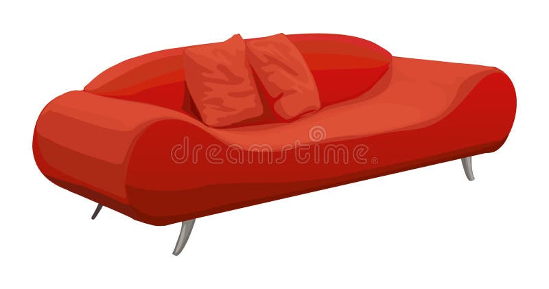 Red Sofa Vector Realistic Illustration on White. Stock Vector ...