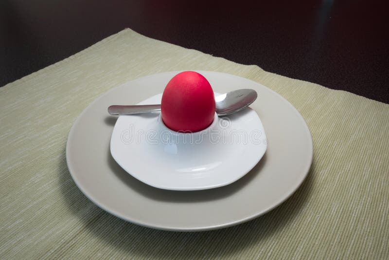Red Soft-boiled Egg for Easter Stock Photo - Image of decoration, party ...