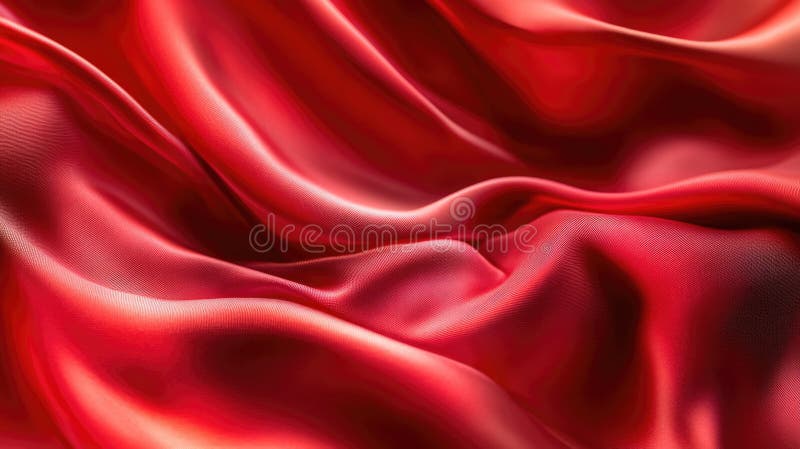 Red Soft Satin Fabric Waves Background Design. Texture with Smooth ...