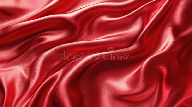 Red Soft Satin Fabric Waves Background Design. Texture with Smooth ...
