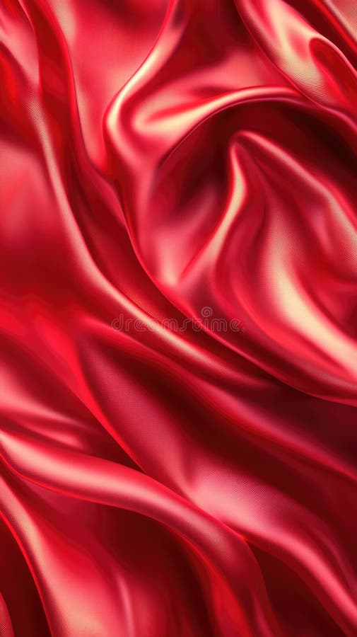 Red Soft Satin Fabric Waves Vertical Background Design. Texture with ...