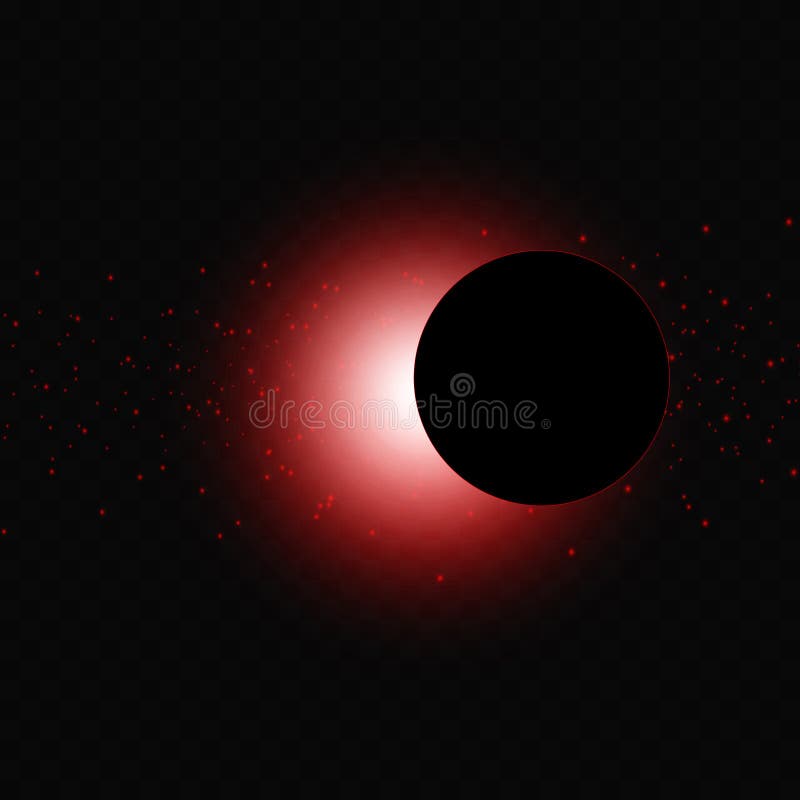 Red Solar Eclipse with Glitter and Dust Isolated on Transparent ...
