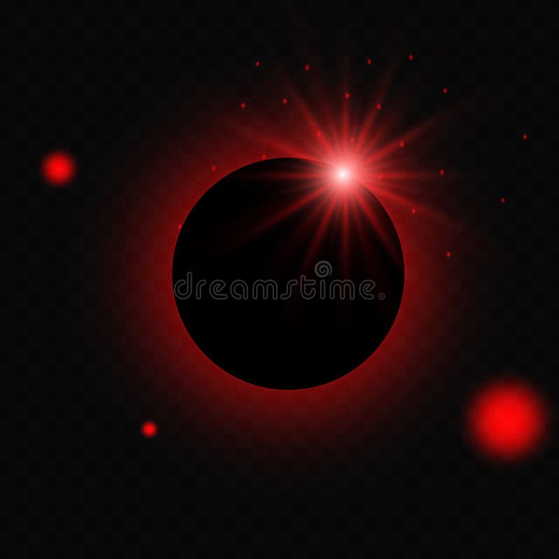 Red Solar Eclipse with Glitter and Dust Isolated on Transparent ...