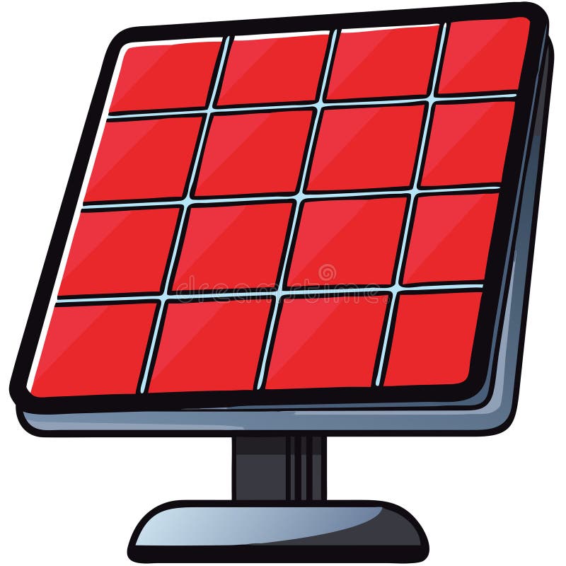 Red Solar Panel Vector Illustration Clean Energy Renewable Power ...