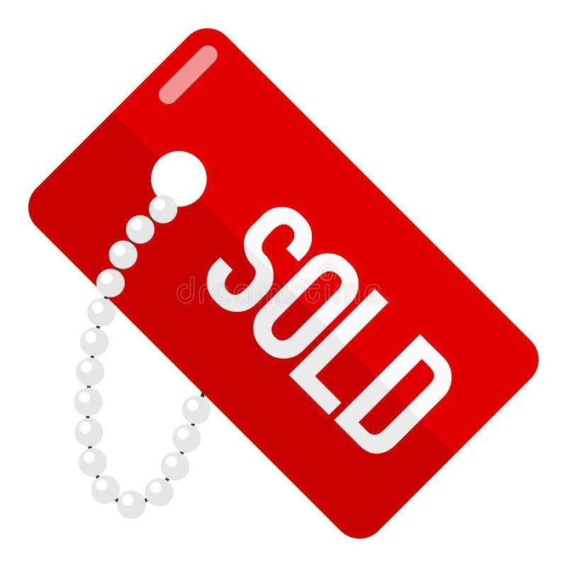 Red Sold Tag Flat Icon Isolated on White Stock Vector - Illustration of ...