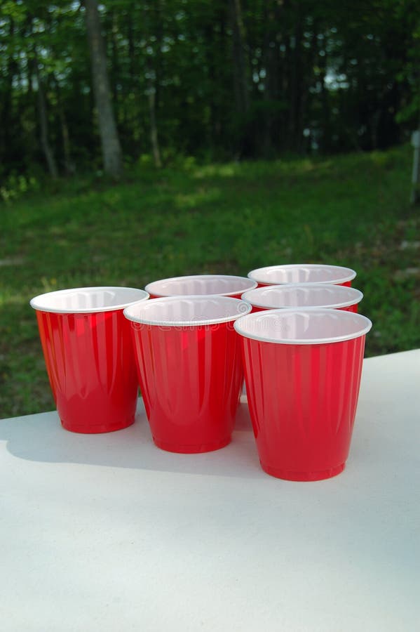 Beer Pong Drinking Game on Table Outside Stock Image - Image of ...