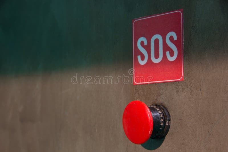 The Red SOS Button on a Gray Background Stock Photo - Image of ...