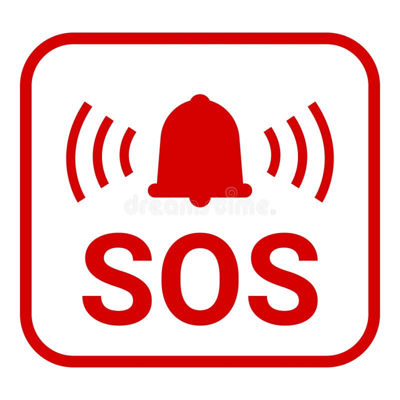 Red Sos Sign with Ringing Bell and Sound Waves Stock Vector ...