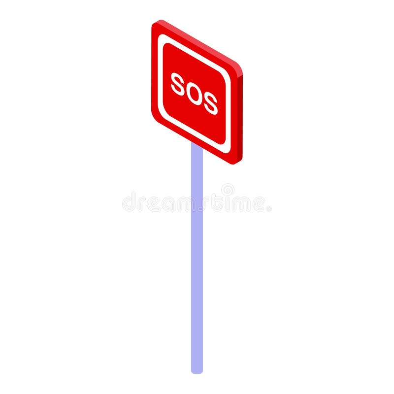 Red Sos Sign Standing on a Metal Pole is Asking for Help Stock Vector ...