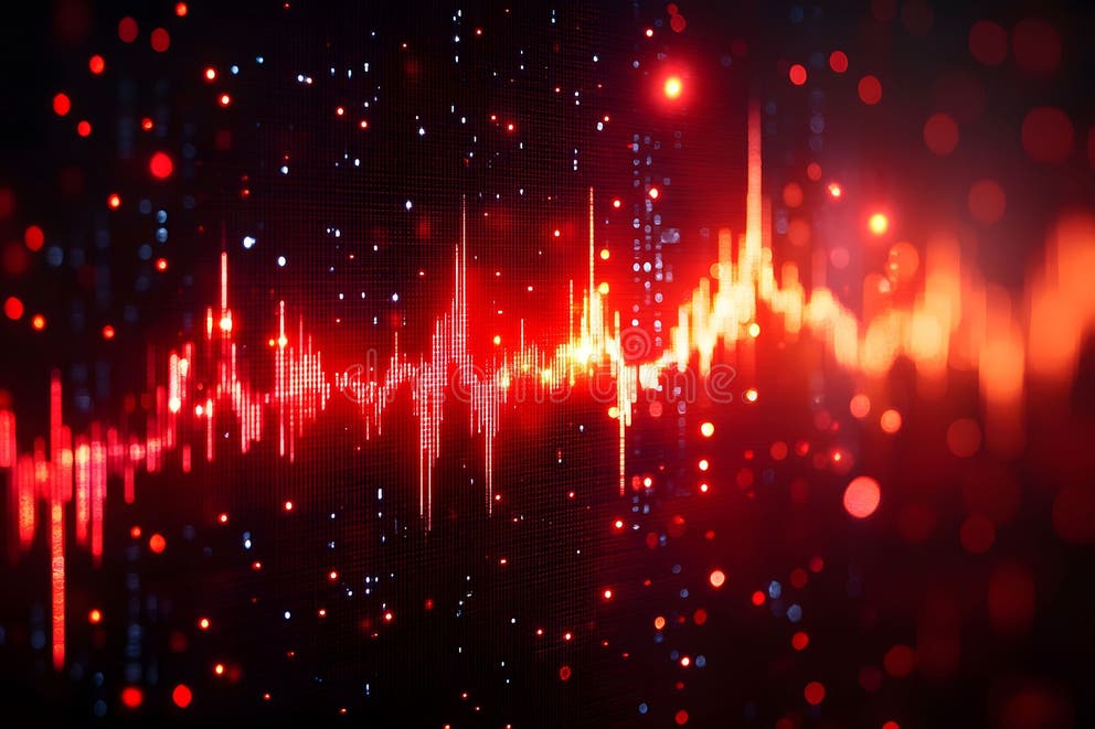 Dynamic Red Sound Wave Visualization for Audio Technology and Digital ...