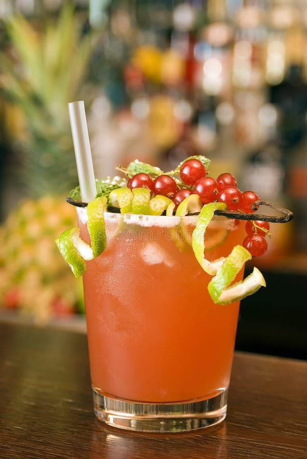 Fruity Hurricane Cocktail in Tropical Glass. Stock Photo - Image of ...