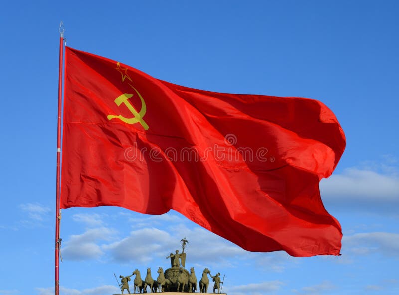 Red soviet flag stock image. Image of russia, flagstaff - 147781053