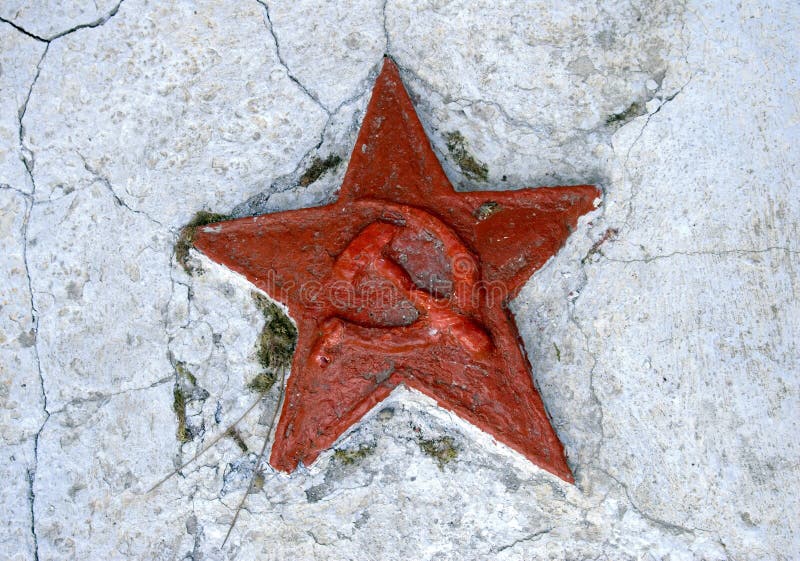 Red Soviet Star on Cracked Wall Stock Image - Image of power, built ...