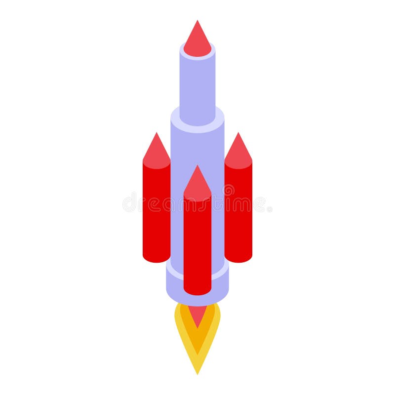 Red Space Rocket Launching with Fire and Smoke Trail Stock Illustration ...