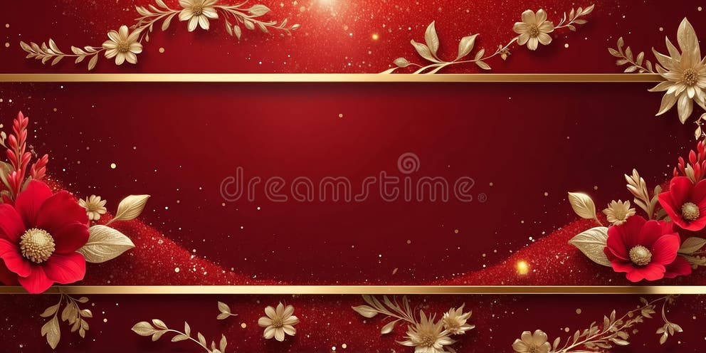 Red Space for Text with Red Theme Floral Border and Go Ai Generated ...