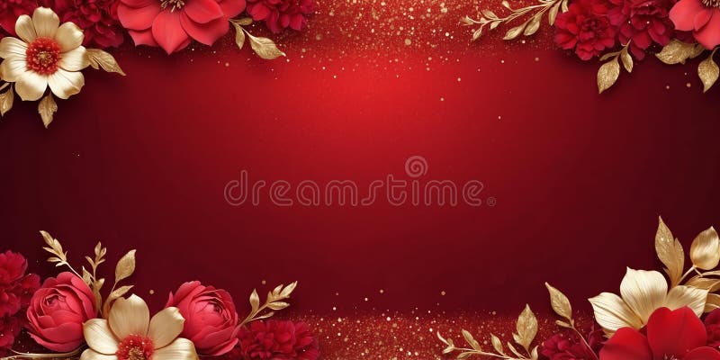 Red Space for Text with Red Theme Floral Border and Go Ai Generated ...