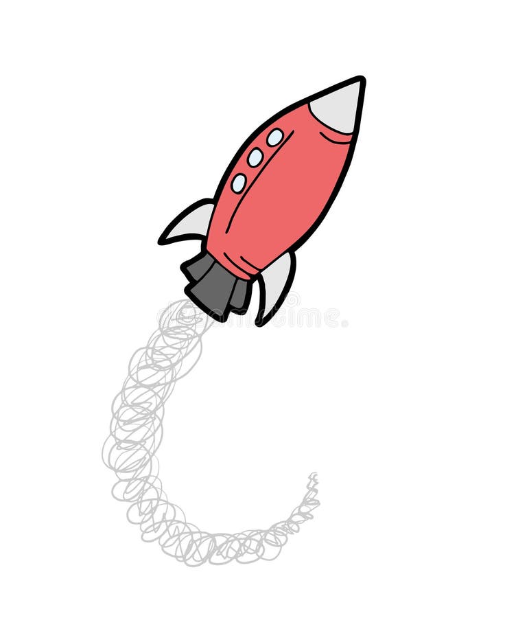 Red spaceship traveling stock vector. Illustration of space - 292579617