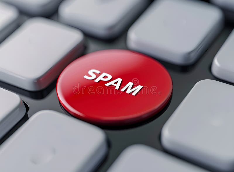 Red Spam Button on Computer Keyboard Symbolizing Junk Email and ...