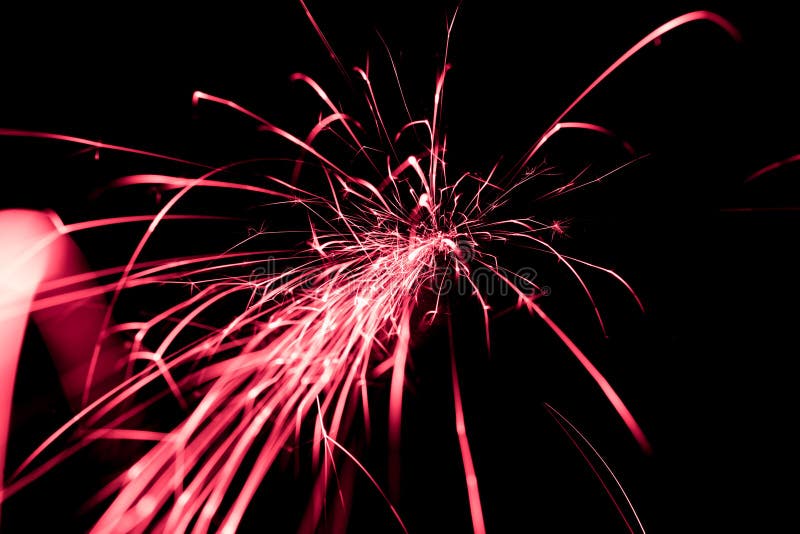 Red Sparks in the Dark. Lines of Light Stock Image - Image of factory ...